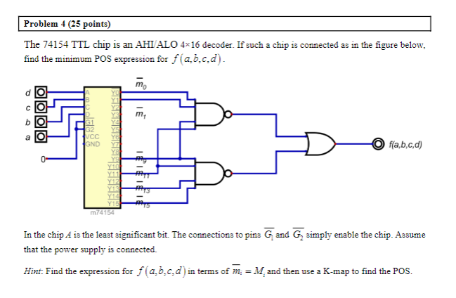 Solved The 74154TTL chip is an AHI/ALO 4×16 decoder. If such | Chegg.com