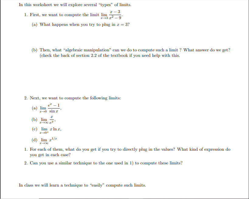Solved In this worksheet we will explore several "types" of | Chegg.com