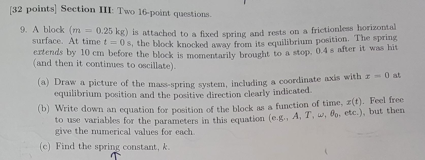 Solved 2 points] Section III: Two 16-point questions. 9. A | Chegg.com