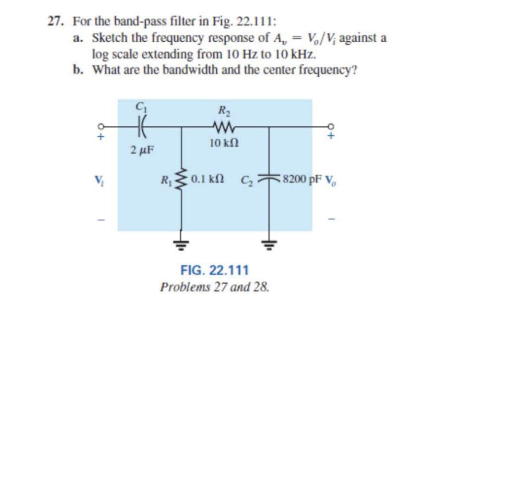 Solved 27. For the band-pass filter in Fig. 22.111: a. | Chegg.com
