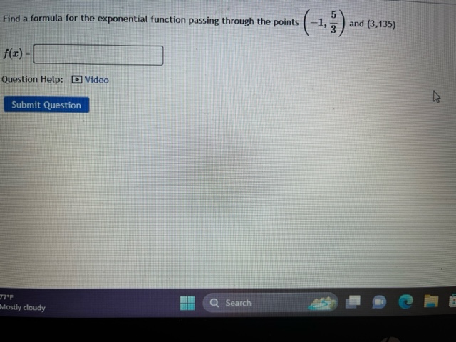 Solved Find a formula for the exponential function passing | Chegg.com