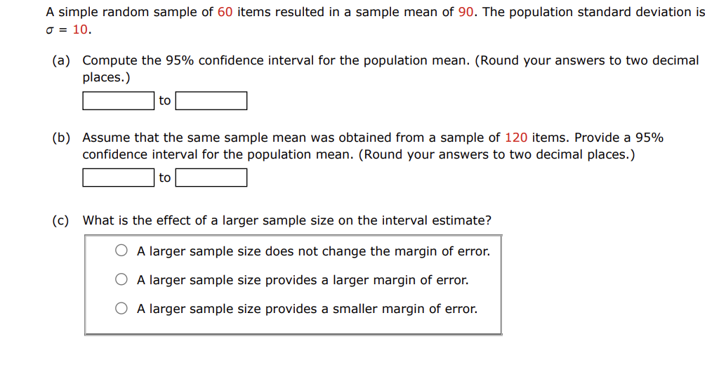Solved A simple random sample of 60 ﻿items resulted in a | Chegg.com