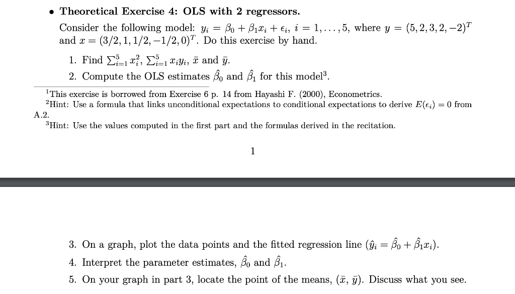 Solved • Theoretical Exercise 4: OLS with 2 regressors. | Chegg.com
