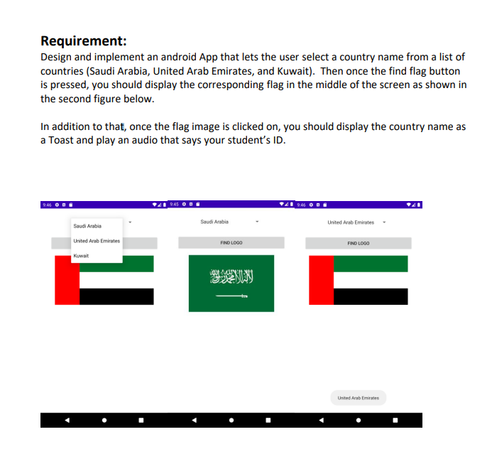 Solved Requirement: Design and implement an android App that | Chegg.com