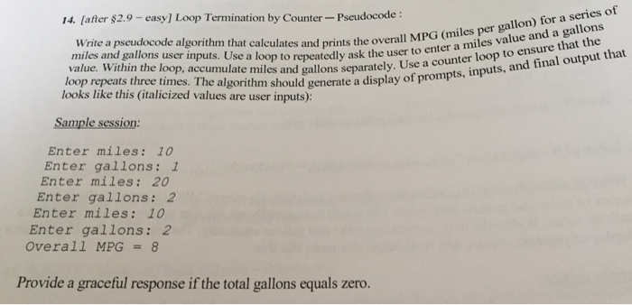 Solved Loop Termination by Counter-Pseudocode: Write a | Chegg.com