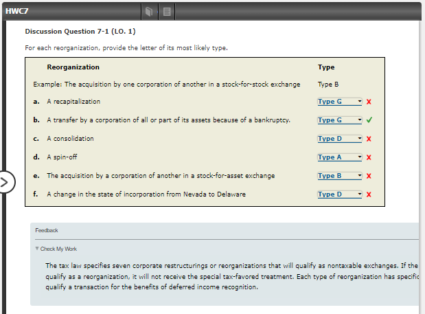 HWC Discussion Question 7-1 (LO. 1) For each | Chegg.com