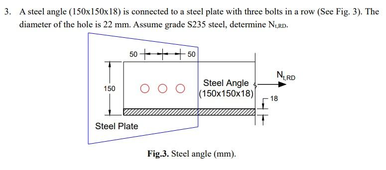 Solved diameter of the hole is 22 mm. Assume grade S235 | Chegg.com