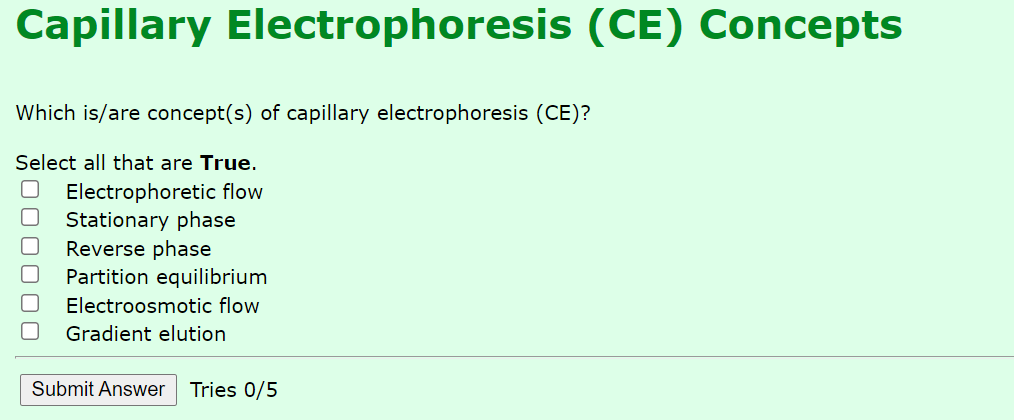 Solved Capillary Electrophoresis (CE) Concepts Which is/are | Chegg.com