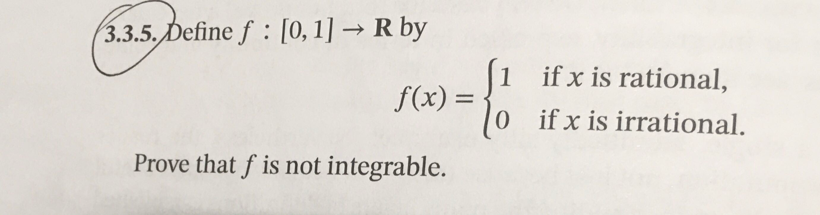 Solved 3.3.5. Define f : [0,1] → R by f(x) = 1 if x is | Chegg.com
