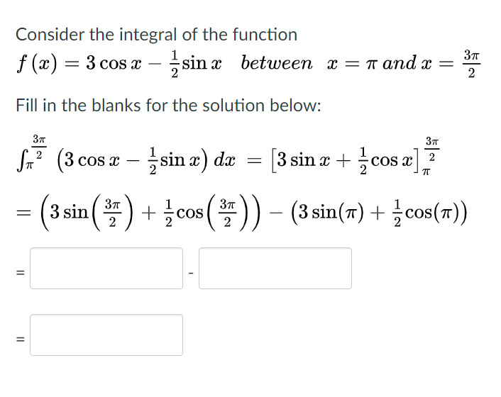 Solved Consider the integral of the function f(x) = 3 cos x | Chegg.com