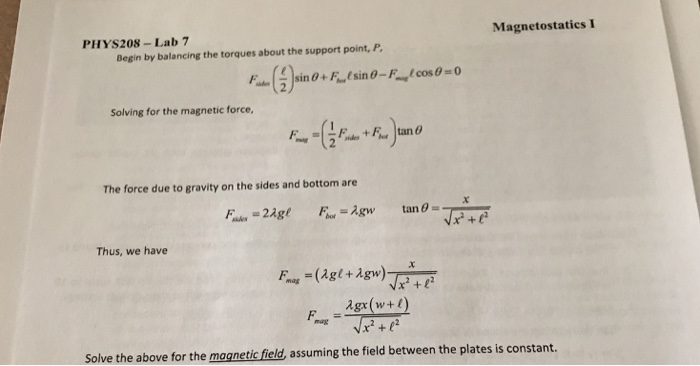 1. Solve the equation in section A.5 for the magnetic | Chegg.com