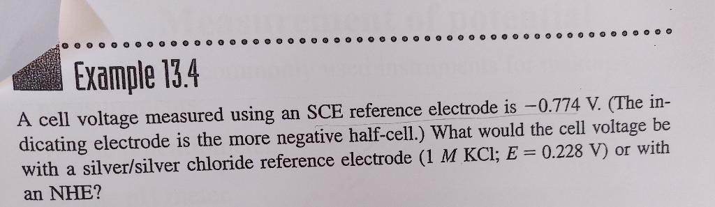 Solved A cell voltage measured using an SCE reference | Chegg.com