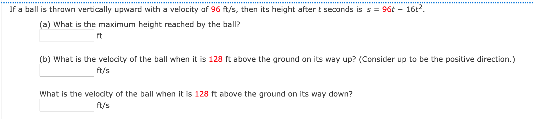 Solved If a ball is thrown vertically upward with a velocity | Chegg.com