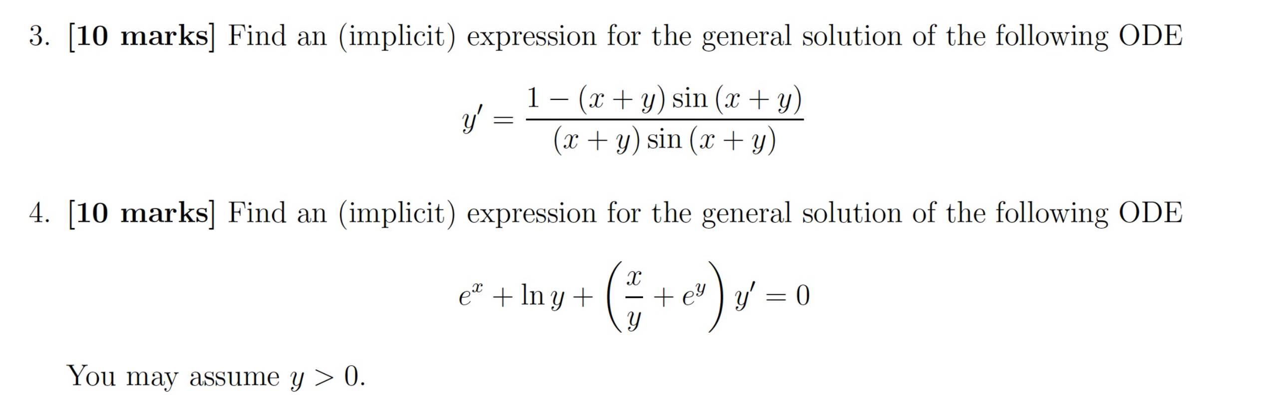 Solved 3. [10 marks) Find an (implicit) expression for the | Chegg.com