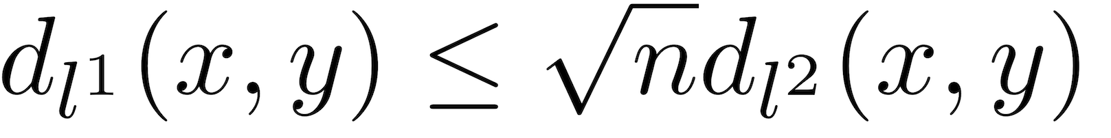 Solved dl1(x,y)≤ndl2(x,y)(∑i=1n(ai+bi)2)1/2≤(∑i=1nai2)1/2+(∑ | Chegg.com