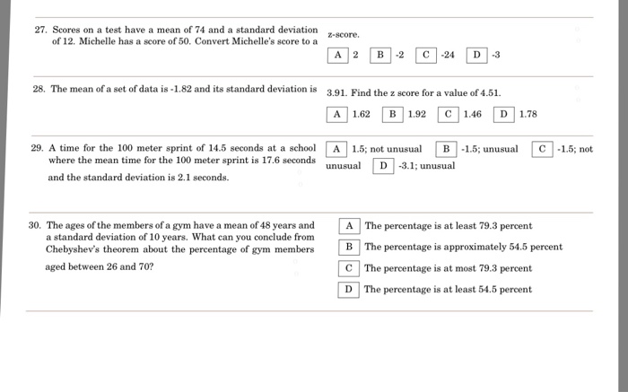 Solved Scores on a test have a mean of 74 and a standard | Chegg.com