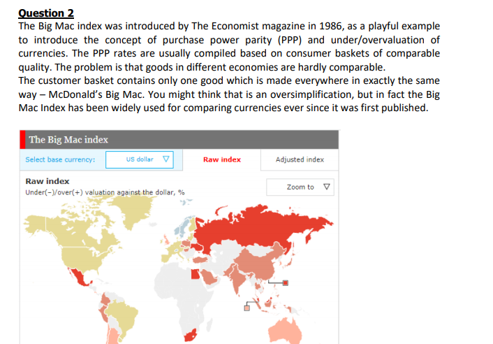 Question 2 The Big Mac index was introduced by The | Chegg.com