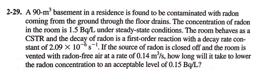 Solved 2-29. A 90−m3 basement in a residence is found to be | Chegg.com