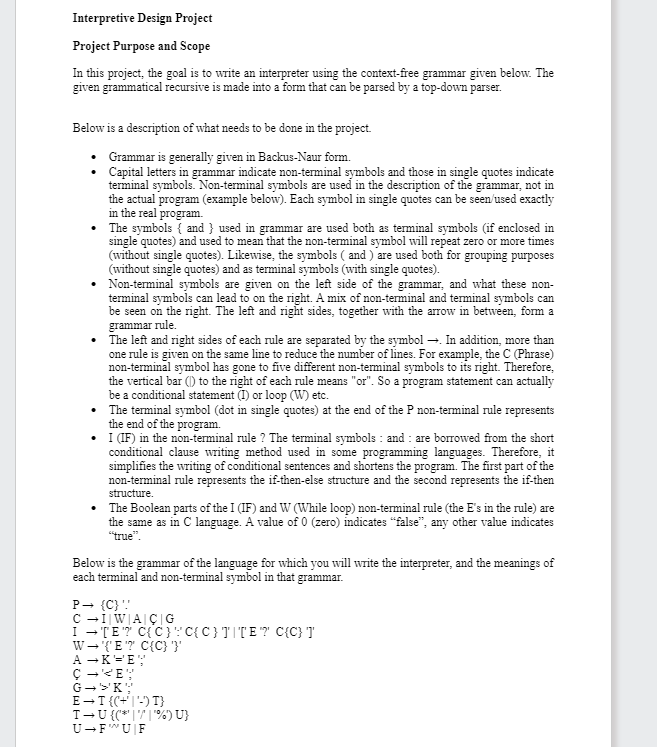 Solved Interpretive Design Project Project Purpose and Scope | Chegg.com