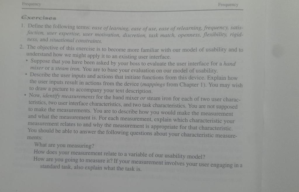 Solved Exercises 1. Define the following terms: ease of | Chegg.com
