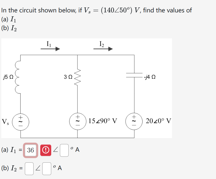 Solved In ﻿the circuit shown below, if Vs=(140?50°)V, ﻿find | Chegg.com