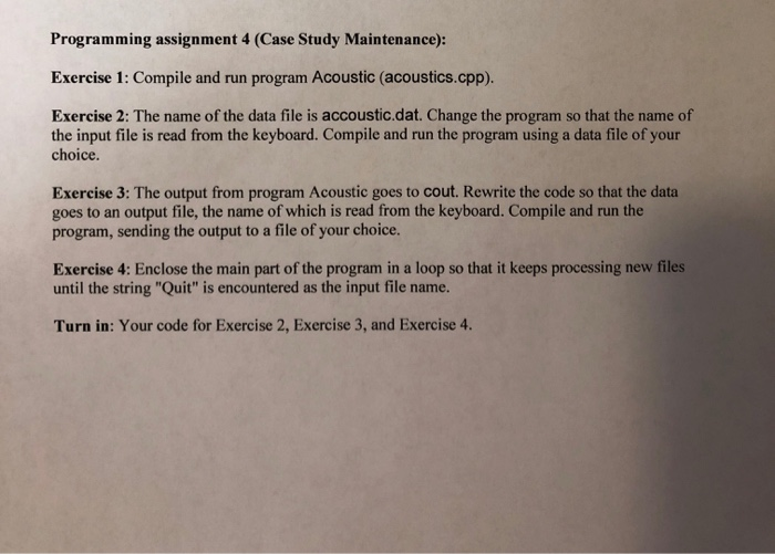 Solved Programming assignment 4 (Case Study Maintenance): | Chegg.com