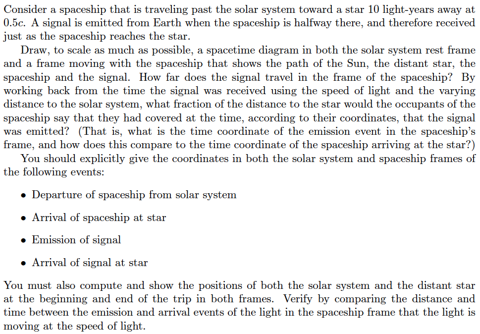 Solved Consider a spaceship that is traveling past the solar | Chegg.com
