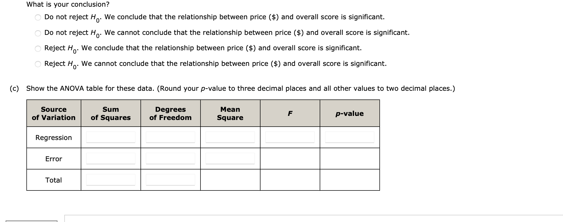 Solved Overall Score Use α005 State The Null And 