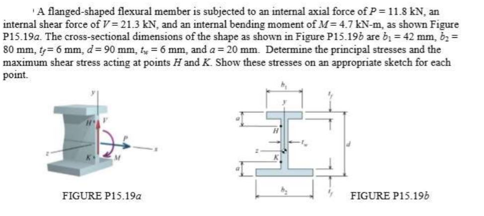 Solved A flanged-shaped flexural member is subjected to an | Chegg.com