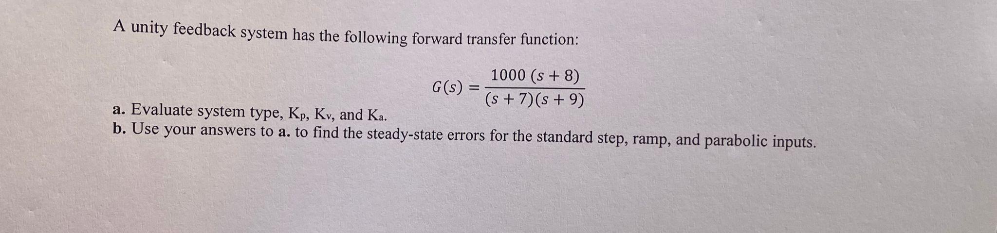 Solved A unity feedback system has the following forward | Chegg.com