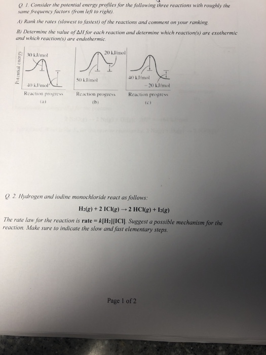 Solved 0 1. Consider the potential energy profiles for the | Chegg.com Solved 0 1. Consider the potential energy profiles for the | Chegg.com