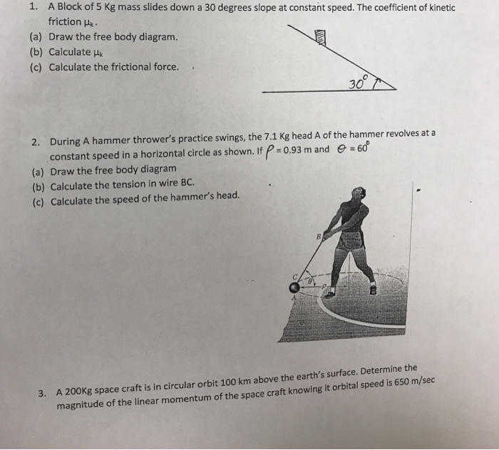 Solved 1. A Block of 5 Kg mass slides down a 30 degrees | Chegg.com