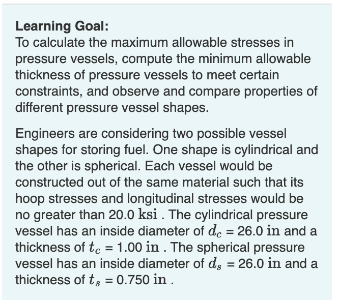 Solved \r\n\r\nPart B - Maximum allowable pressure in the | Chegg.com