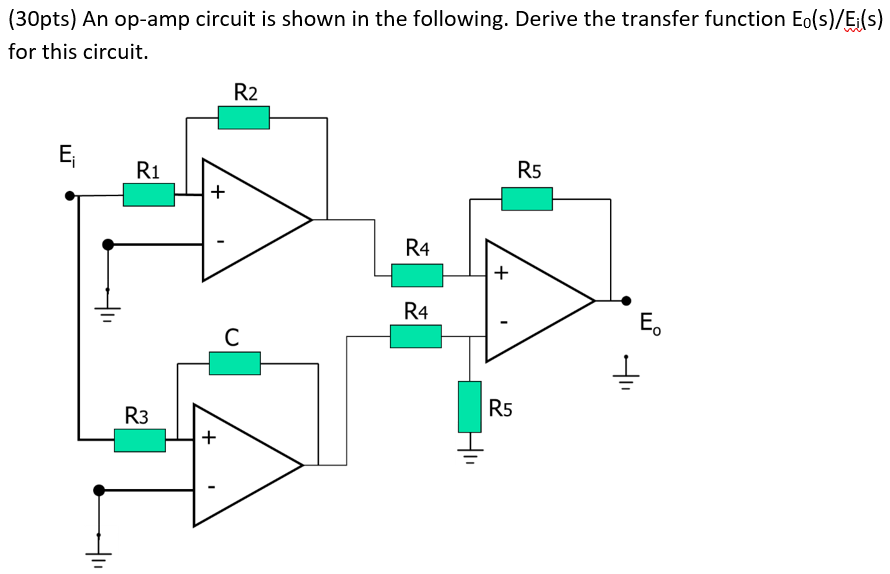 Solved (30pts) An op-amp circuit is shown in the following. | Chegg.com
