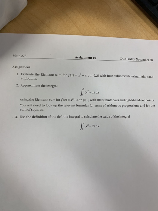 Solved Math 273 Assignment 10 Due Friday, November 30 | Chegg.com
