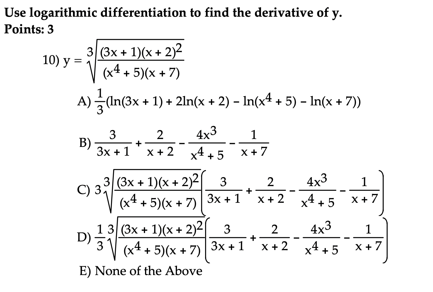 Solved Use logarithmic differentiation to find the | Chegg.com