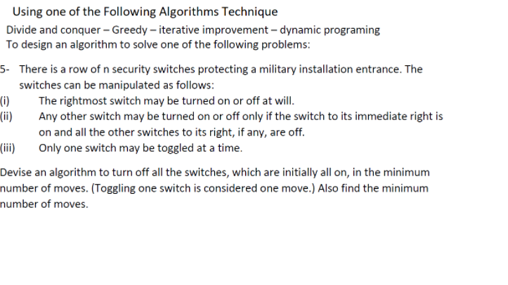 Solved Using one of the following Algorithms Technique | Chegg.com