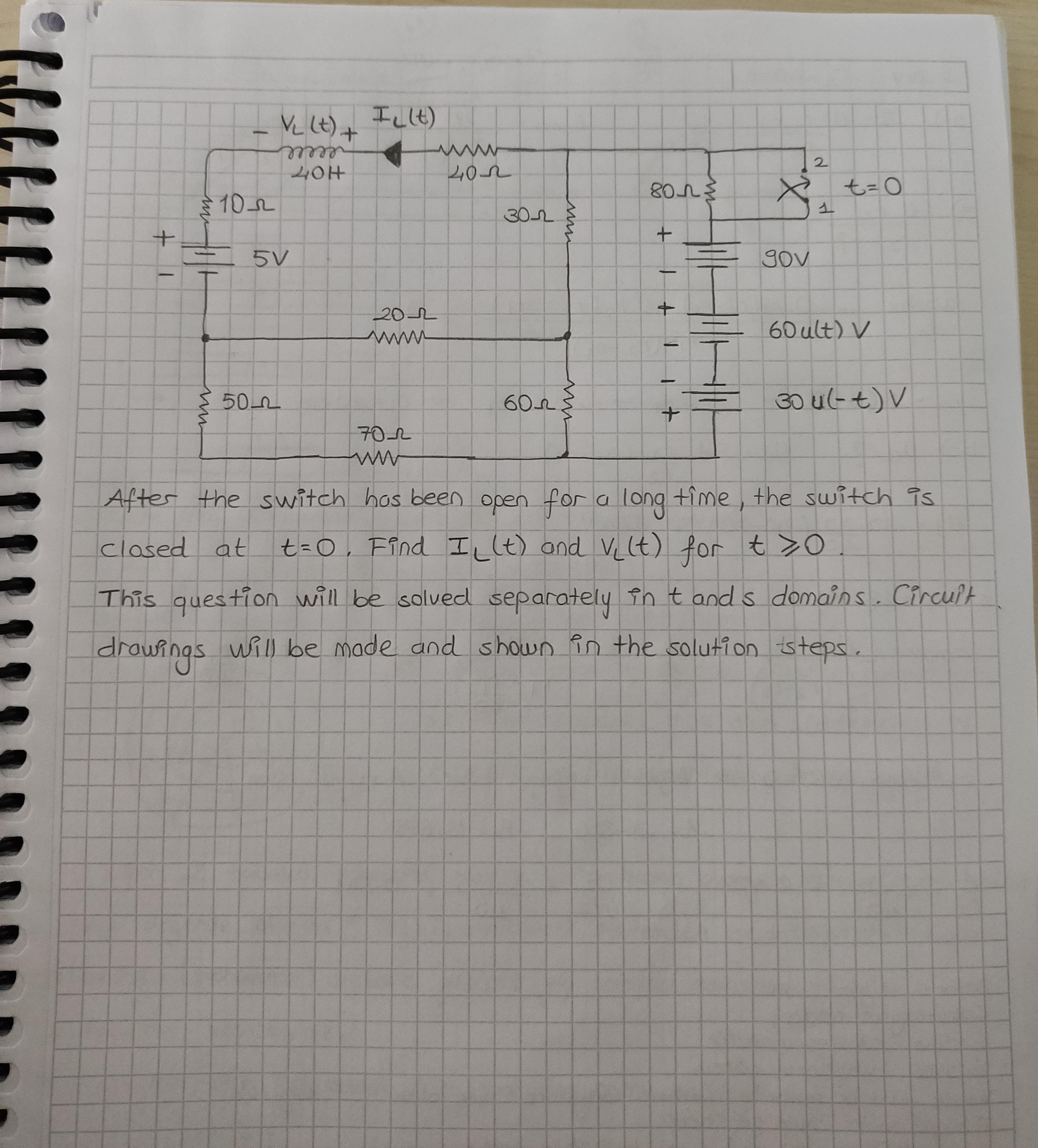 Solved After the switch has been open for a long time, the | Chegg.com