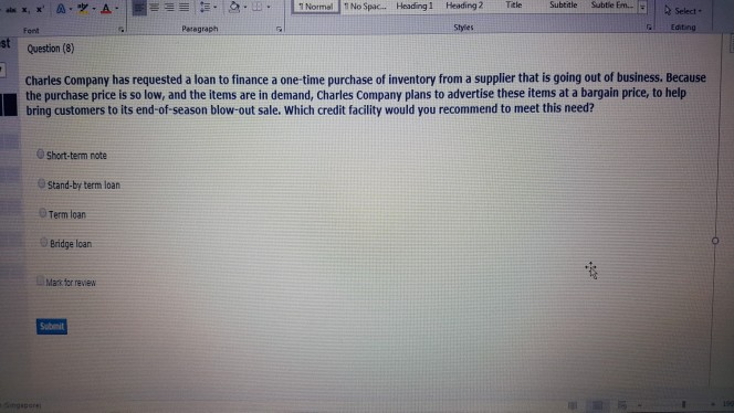 Solved Font Paragraph Styles st Question (8) Charles Company | Chegg.com