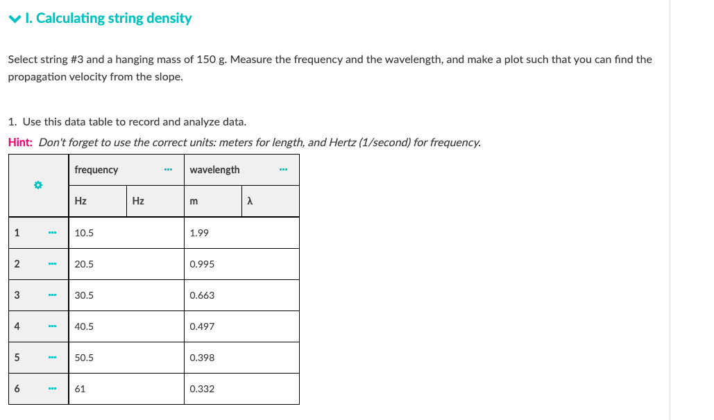 Solved VI. Calculating string density Select string #3 and a | Chegg.com