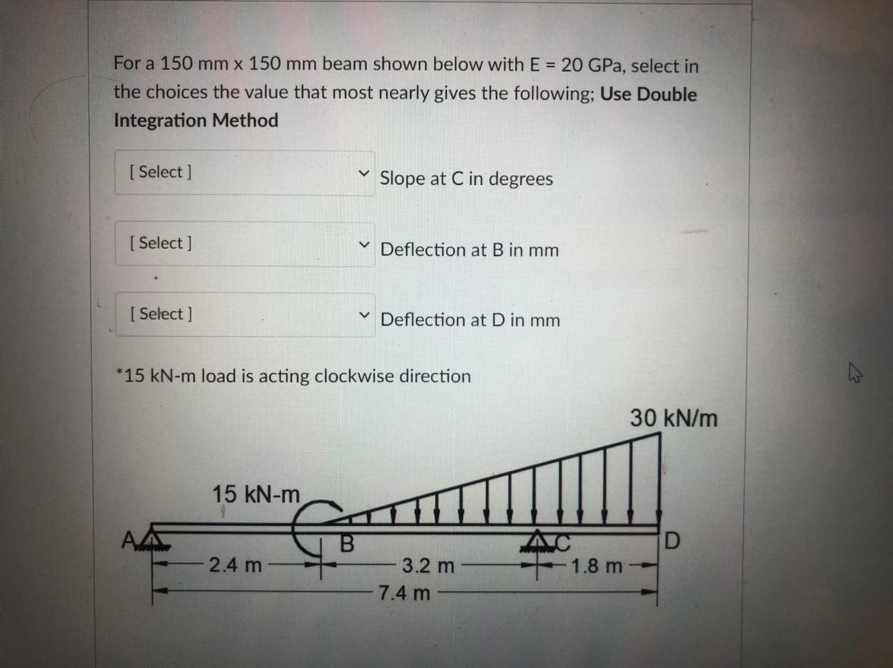 Solved For a 150 mm x 150 mm beam shown below with E = 20 | Chegg.com