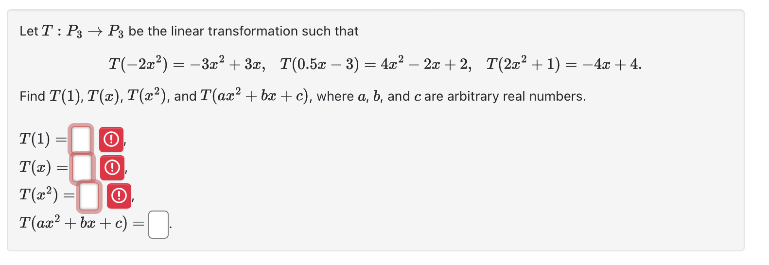 Solved Let T:P3→P3 be ﻿the linear transformation such | Chegg.com