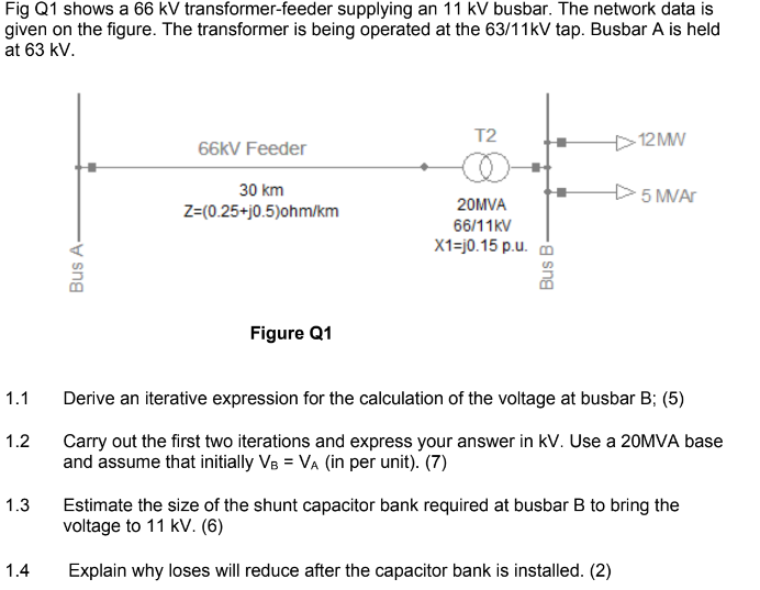 Solved Fig Q1 shows a \\( 66 \\mathrm{kV} \\) | Chegg.com