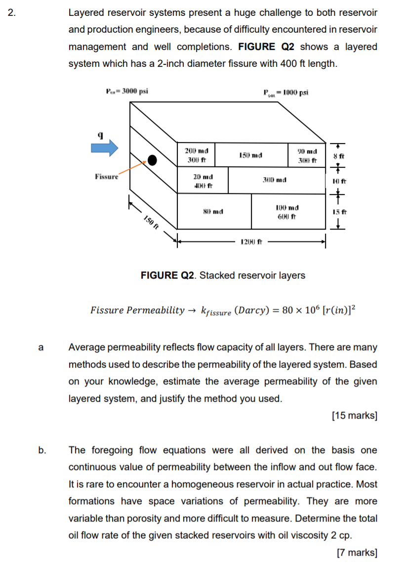 Solved 2. Layered reservoir systems present a huge challenge | Chegg.com
