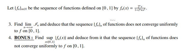 Solved Let {fn }nen be the sequence of functions defined on | Chegg.com