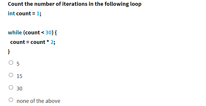 Solved Count the number of iterations in the following loop | Chegg.com