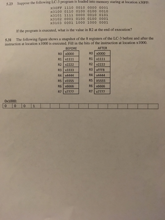 Solved 5.23 Suppose the following LC-3 program is loaded | Chegg.com