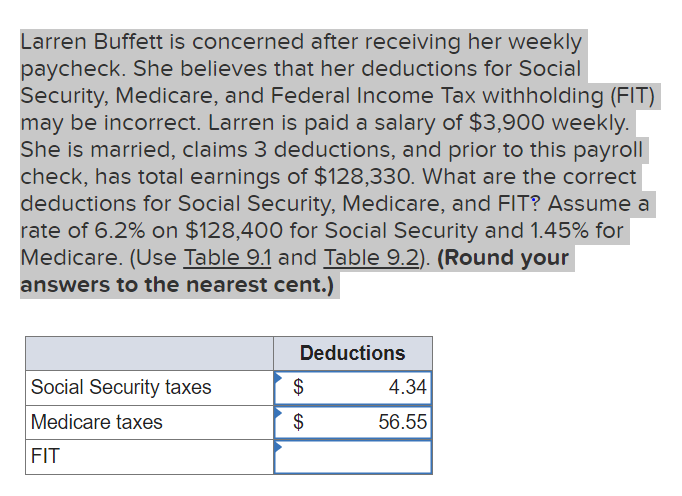 Solved Larren Buffett is concerned after receiving her | Chegg.com