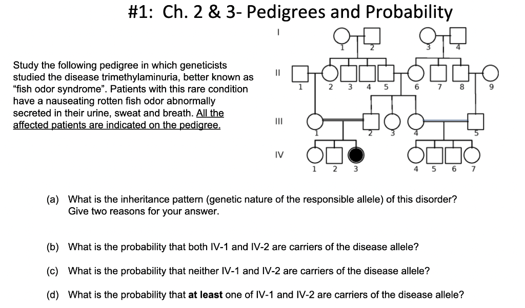 Solved \#1: Ch. 2 \& 3- Pedigrees and Probability Study the | Chegg.com