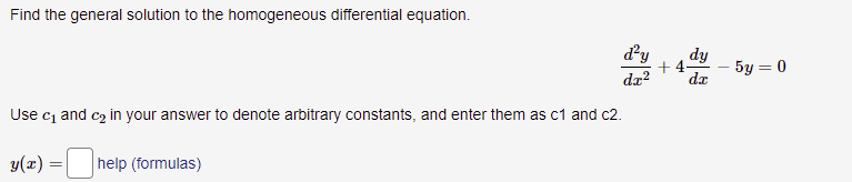 Solved Find the general solution to the homogeneous | Chegg.com